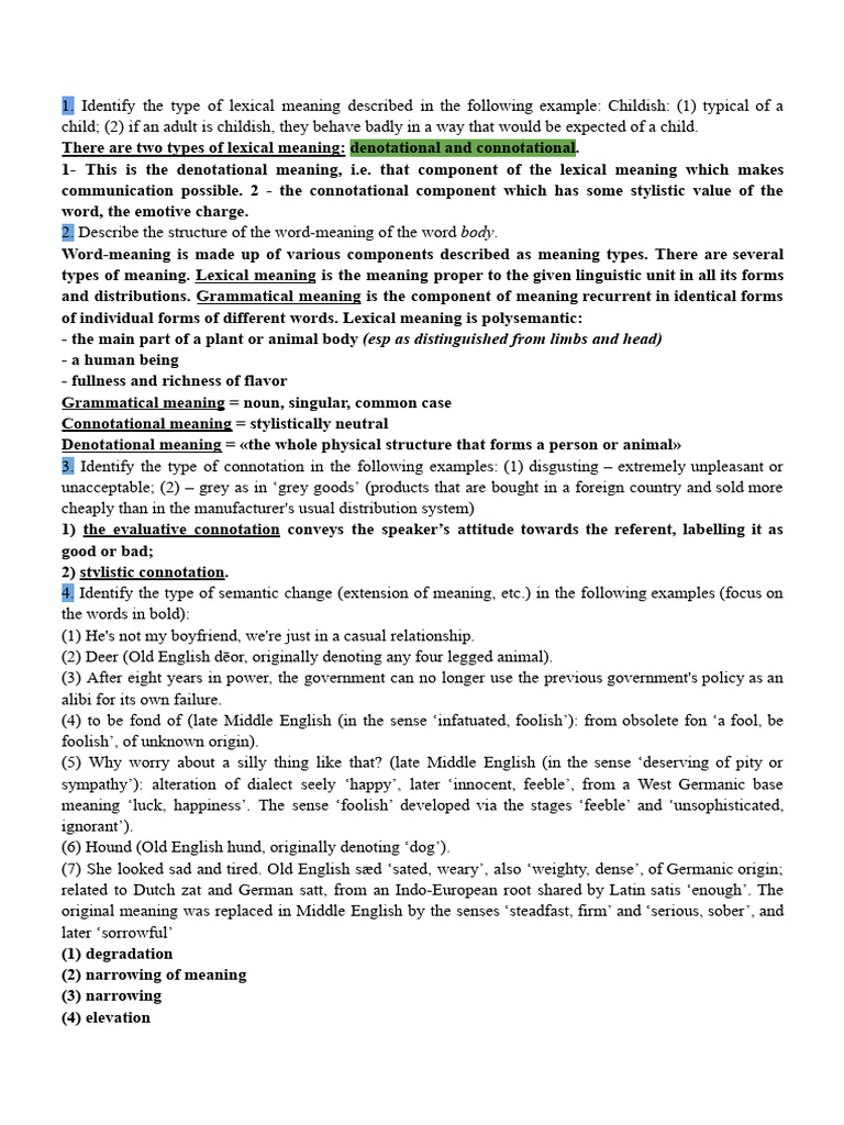 Grammar Tasks For Exam | PDF | Semantics | Word