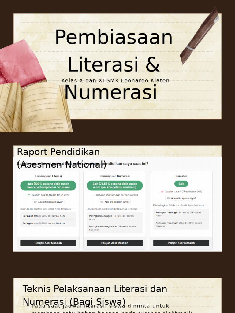 Pembiasaan Literasi dan Numerasi SMK | PDF | Seni & Disiplin Bahasa