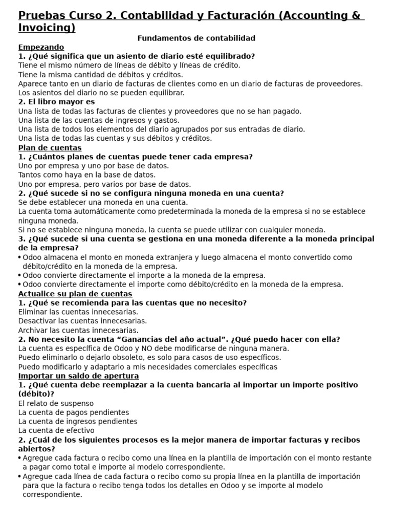 Pruebas Curso 2. Contabilidad y Facturación (Accounting & Invoicing) | PDF | Presupuesto ...