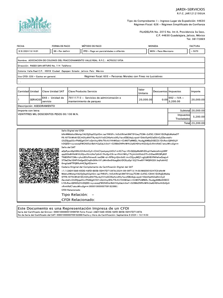 Tipo Relación: - CFDI Relacionado: Este Documento Es Una Representación Impresa de Un CFDI | PDF
