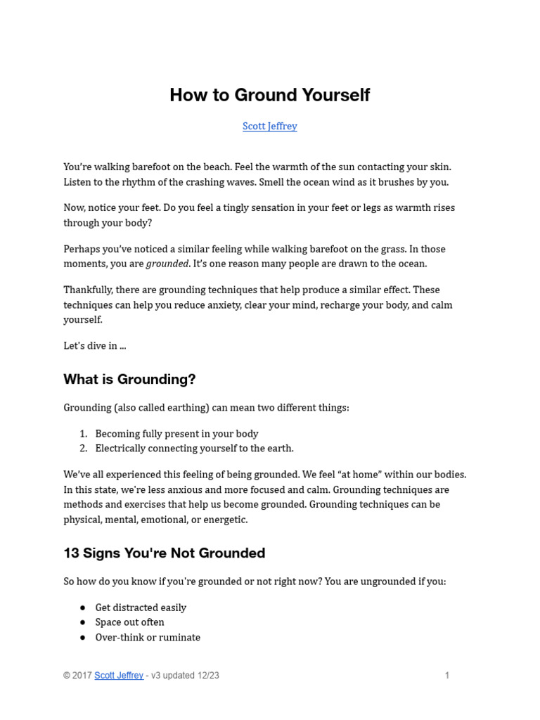 Grounding Techniques for Wellness | PDF | Qi | Electromagnetic Field