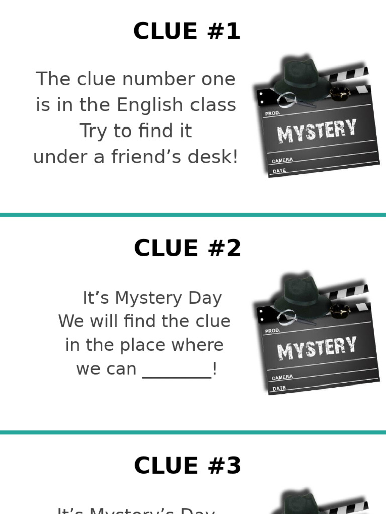 Mystery Day Clue Hunt Guide | PDF | Language Arts & Discipline ...