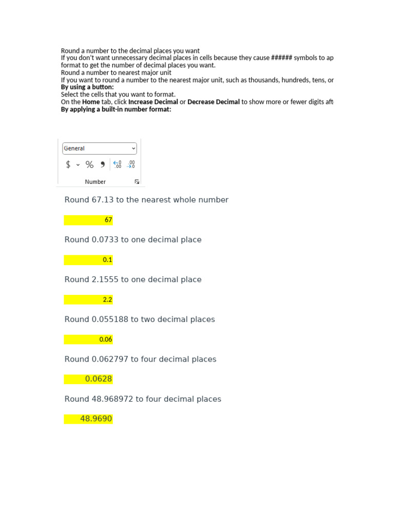 Excel Rounding Percentage Decimal - Done | PDF