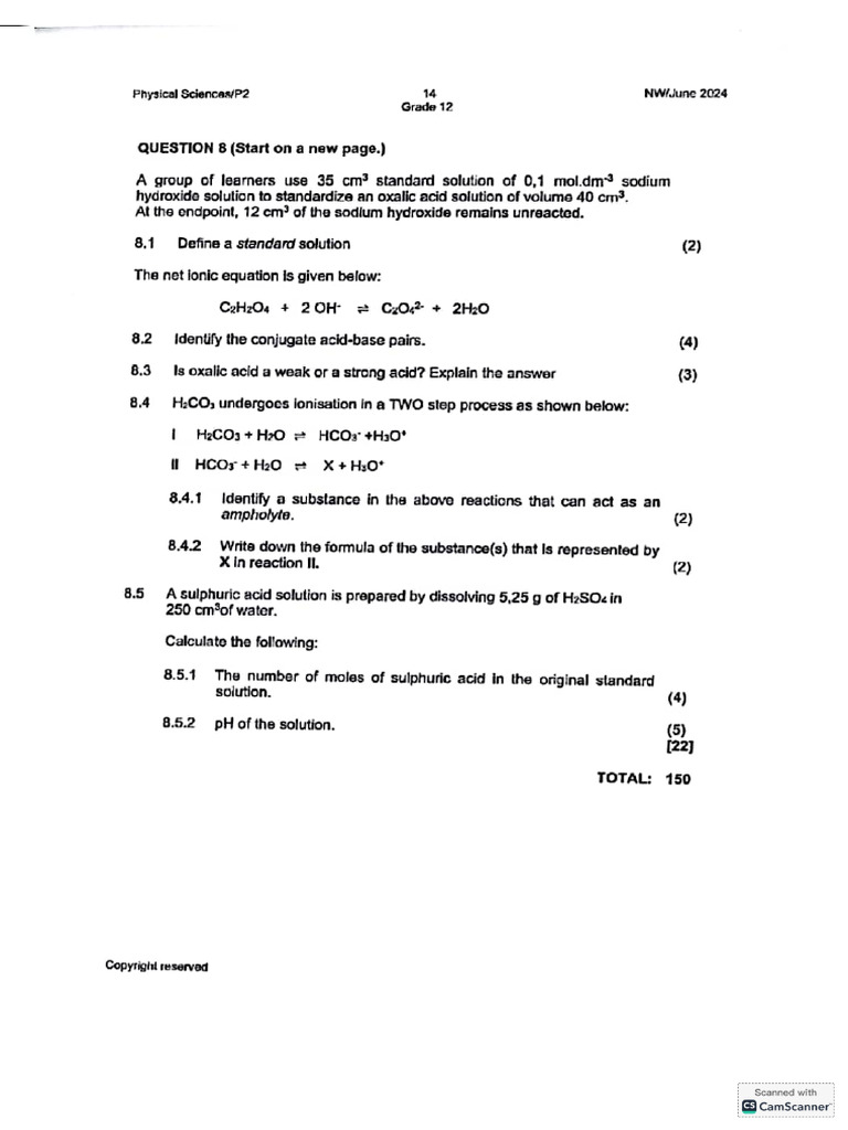 Recent Acids and Bases Qs 2022,2023 and 2024 | PDF