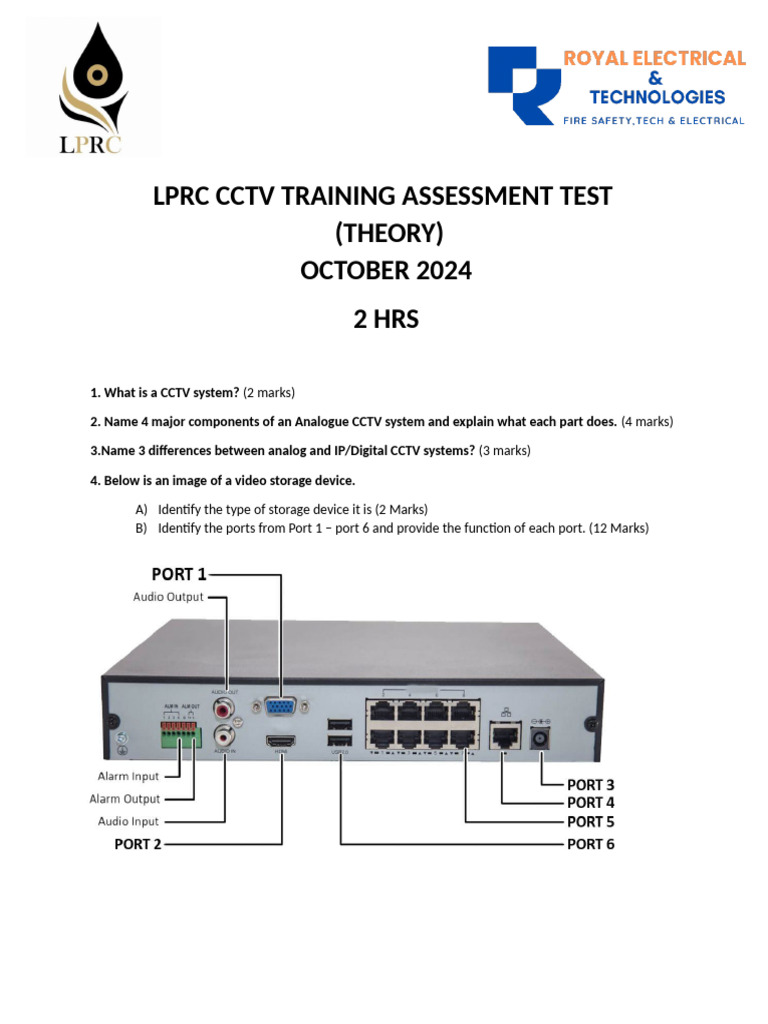 LPRC CCTV Training Assessment Test | PDF | Games & Activities