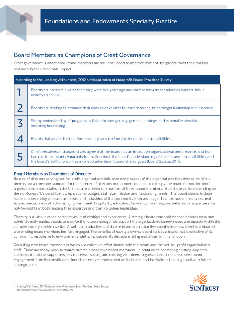 Foundations Endowments Board Members As Champions of Great Governance ...