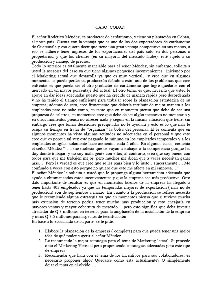 Caso Coban PDF | PDF | Business | Marketing