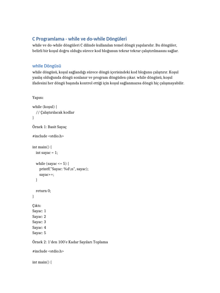 C While and DoWhile Loops Examples | PDF
