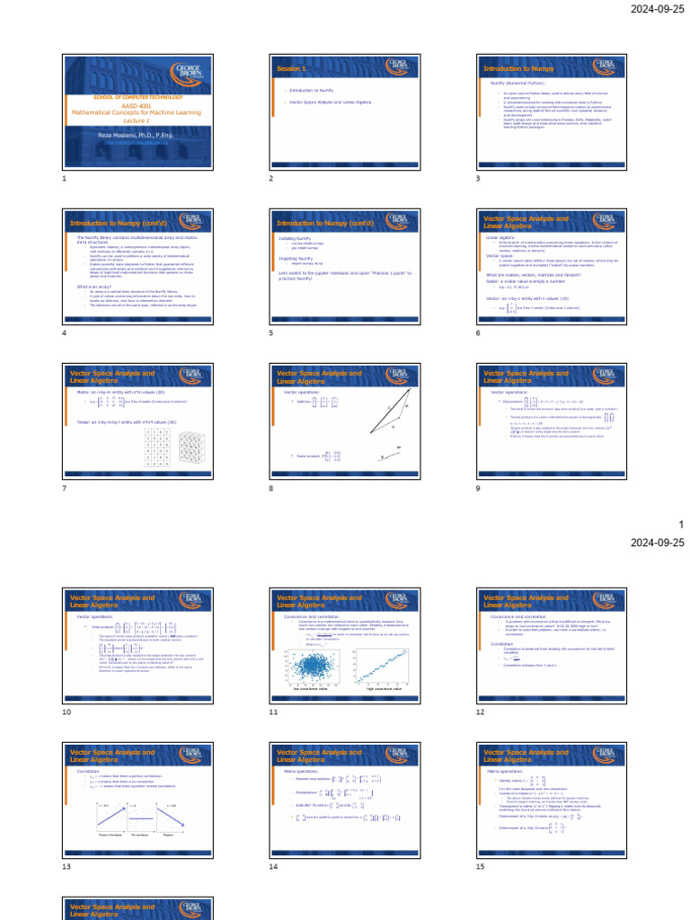 Intro to NumPy & Linear Algebra | PDF | Matrix (Mathematics) | Vector Space