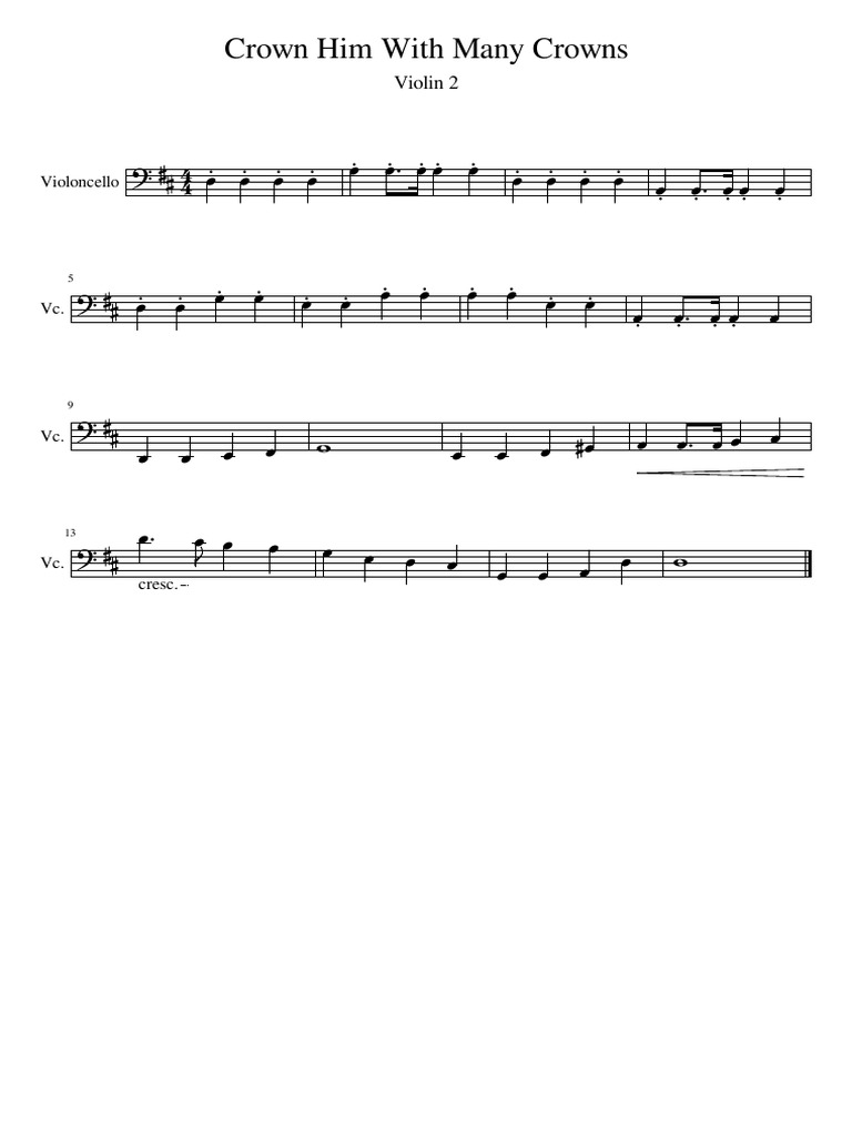 Crown Him With Many Crowns Cello | PDF