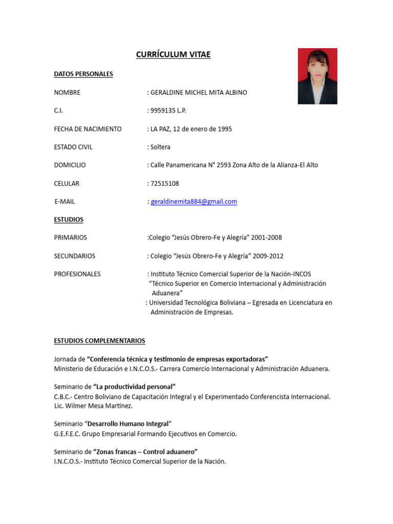 Curriculum Gera | PDF | Bolivia | Economias