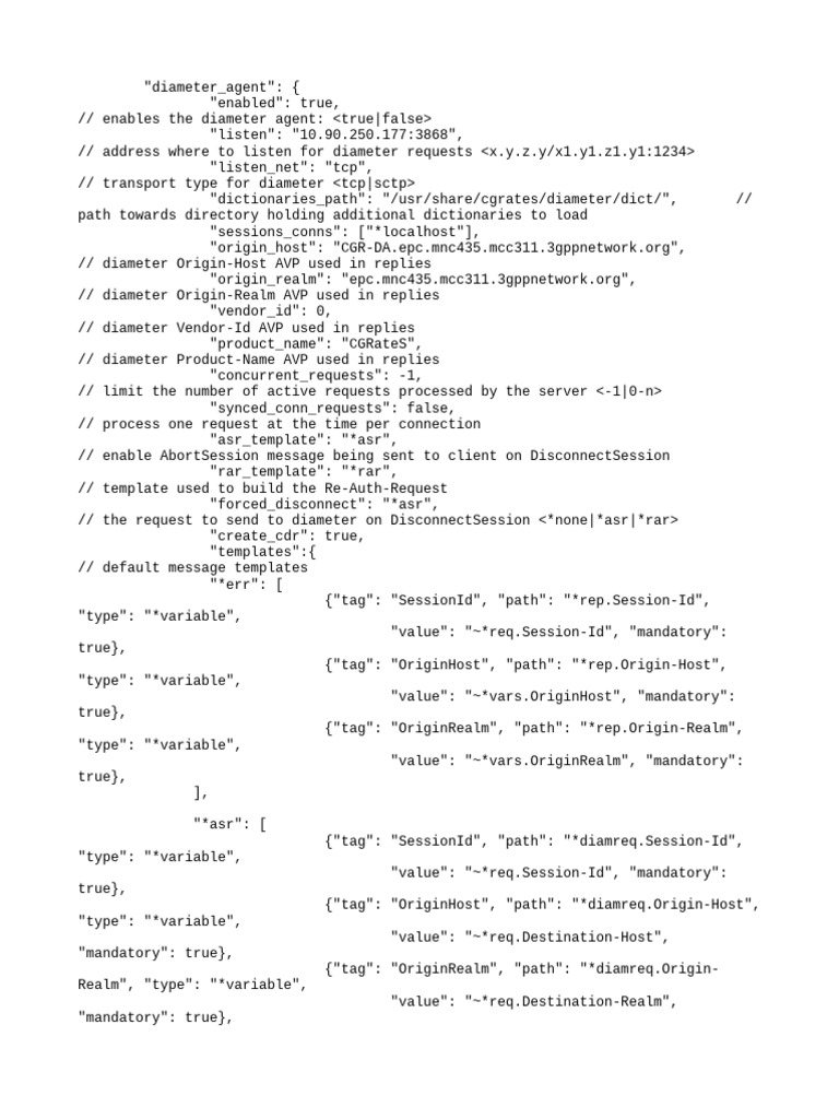 CGRateS Diameter Agent Configuration | PDF | Internet Protocols | Internet