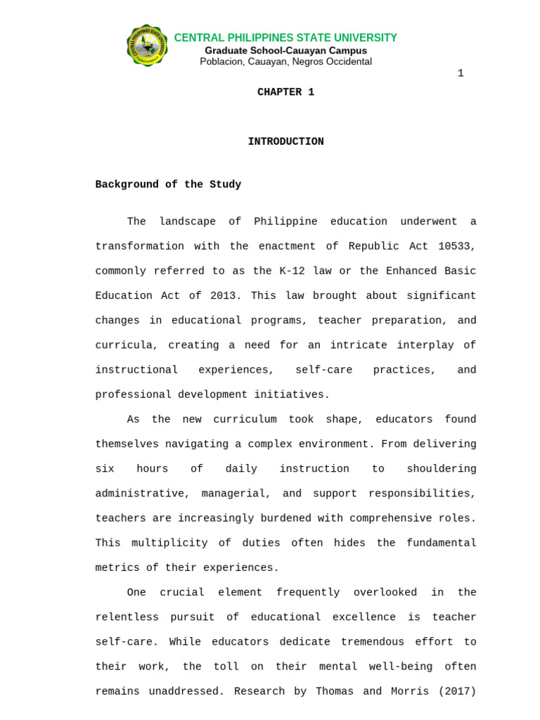 Thesis Final With Questionnaire | PDF | Teachers | Mindfulness