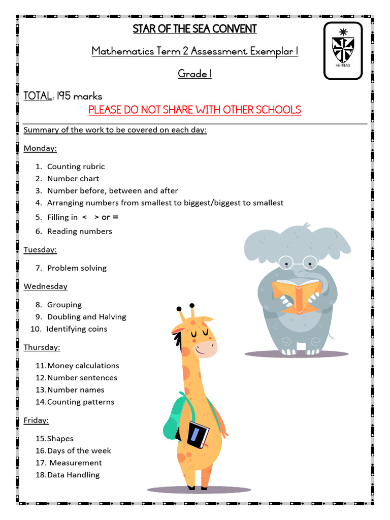 Exemplar 1 Term 2 Mathematics Assessment | PDF | Teaching Methods ...