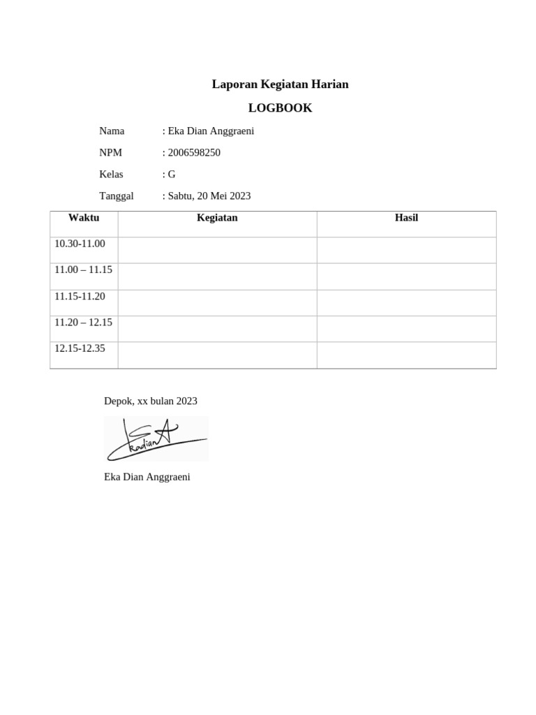 Format Logbook | PDF