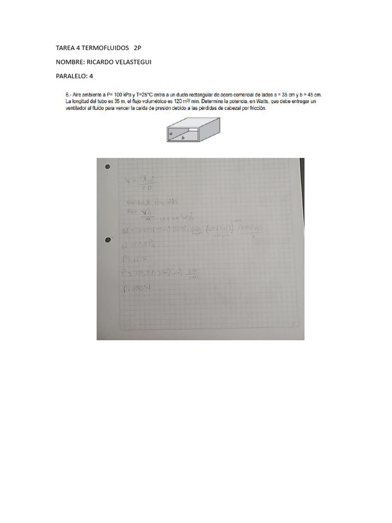 Tarea 4 Termofluidos 2p | PDF