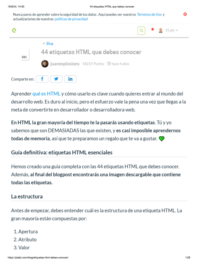 44 etiquetas HTML que debes conocer | PDF | HTML | Internet