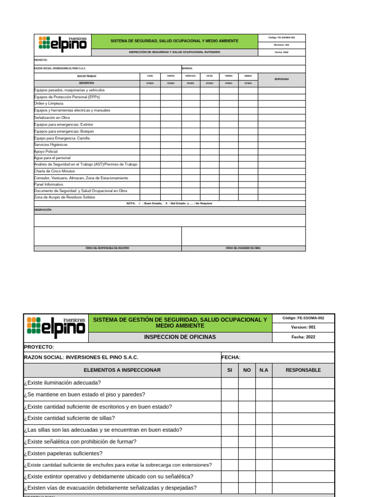 Formatos de Inspeccion Total | PDF | Seguridad y salud ocupacional | Escalera