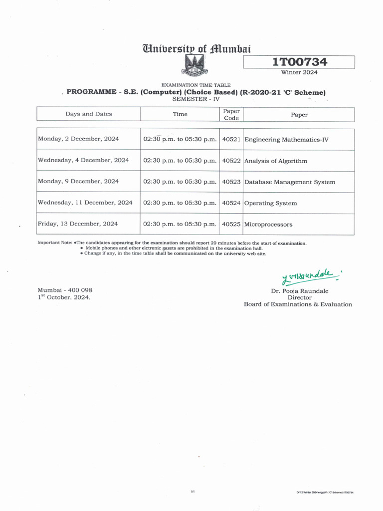 Se Comp Sem 4 KT TT | PDF