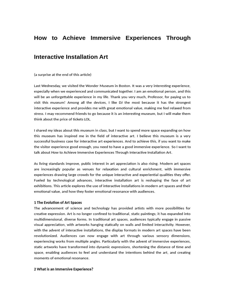 How To Achieve Immersive Experiences Through Interactive Installation ...