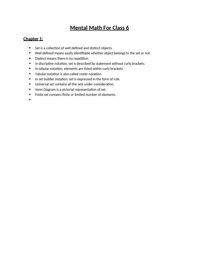 Mental Math For Class 6 | PDF