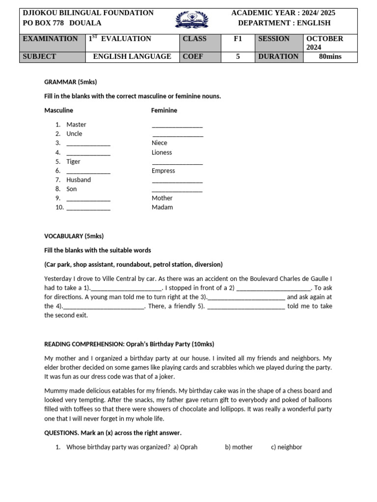 English Language Form 1 | PDF | Linguistics | Human Communication