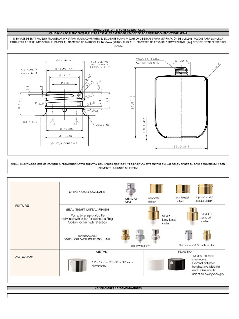 Validacion de Plano Envase VS Modelos de Crimp Proveedor Aptar | PDF | Tecnología