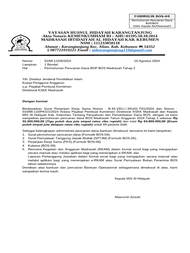 Permohonan Pencairan Tahap 2 Th. 2024 | PDF