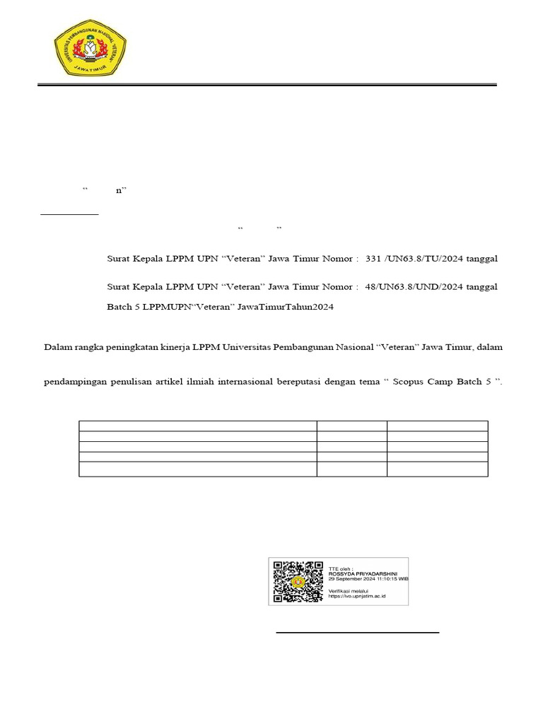 Surat Peserta Scopus Camp Batch 5 | PDF