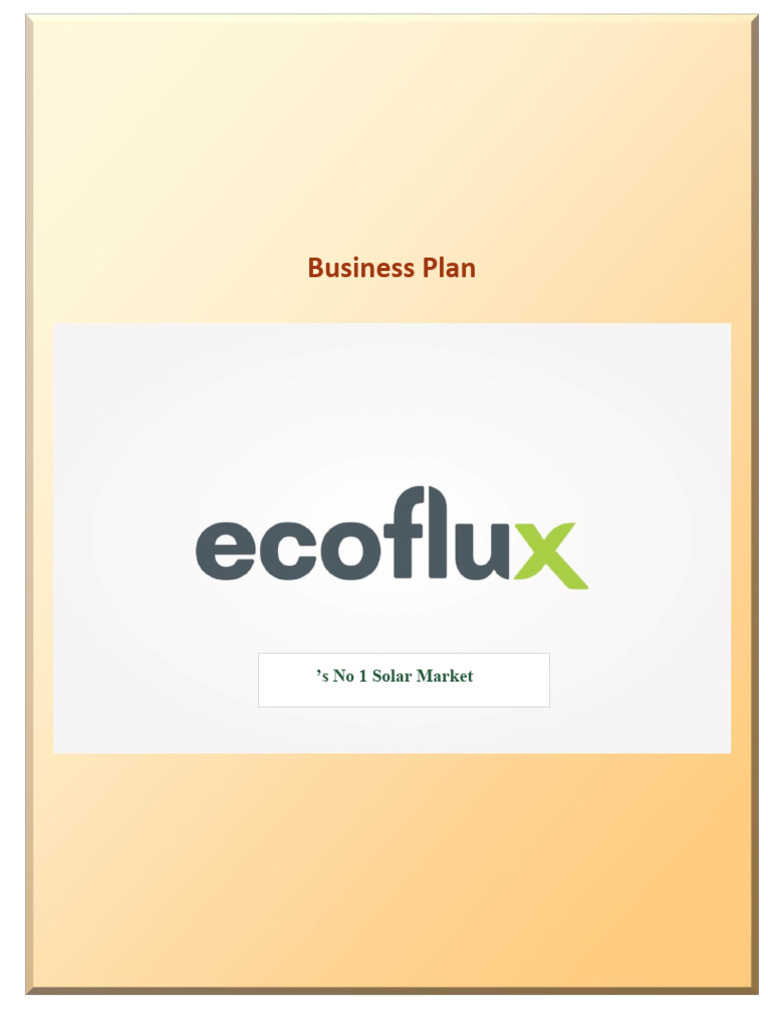 ECOFLUX Business Plan - 240107 - 103403 | PDF | Solar Panel | Photovoltaics