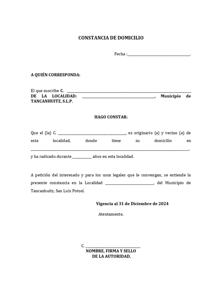 Constancia de Domicilio Gral | PDF