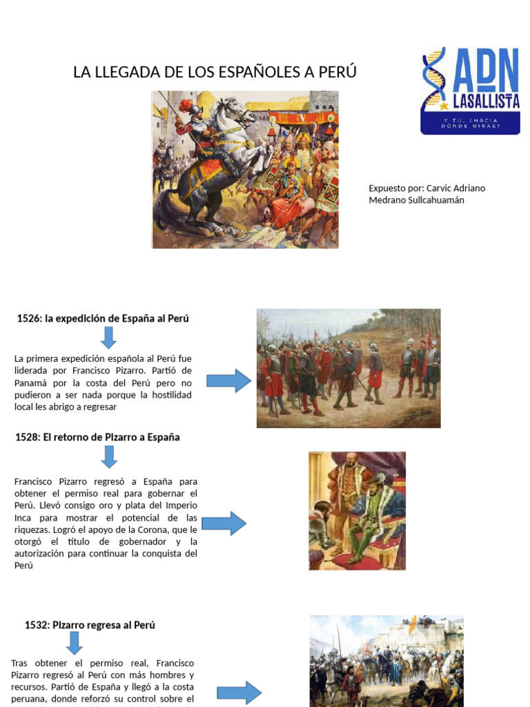 La Llegada de Los Españoles Al Peru | PDF | Francisco Pizarro | Perú
