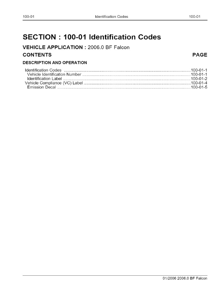 Falcon (BF) 2006-08 - Identification Codes | PDF