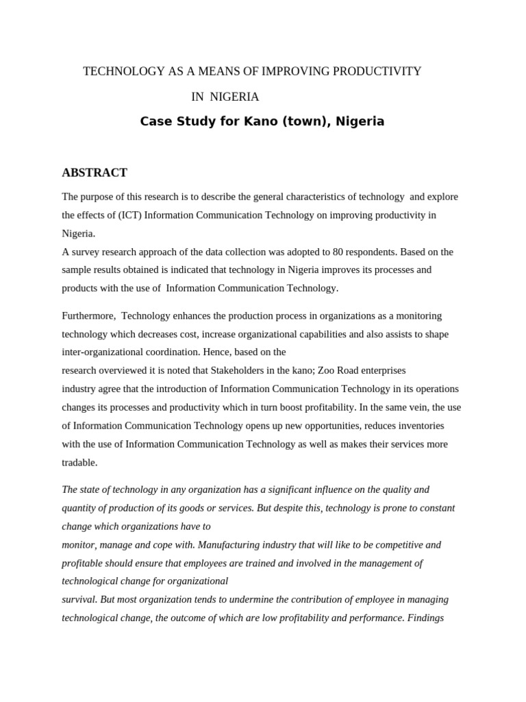 Technology As A Means of Improving Productivity | PDF | Strategic ...