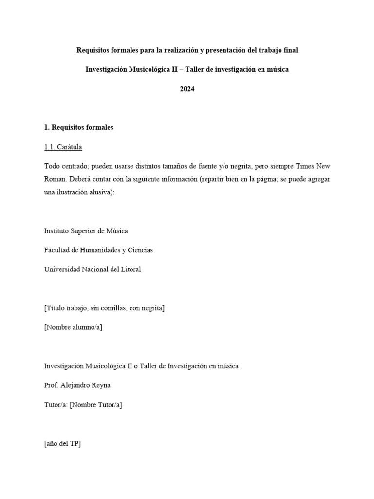 Guía para Trabajo Final Musicología | PDF | Comillas | Escritura