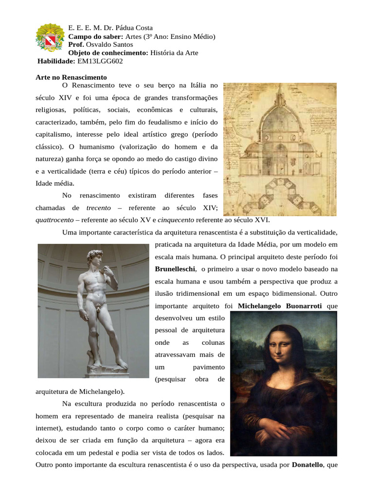 Arte no Renascimento: Transformações e Estilos | PDF | Arte | Clássicos