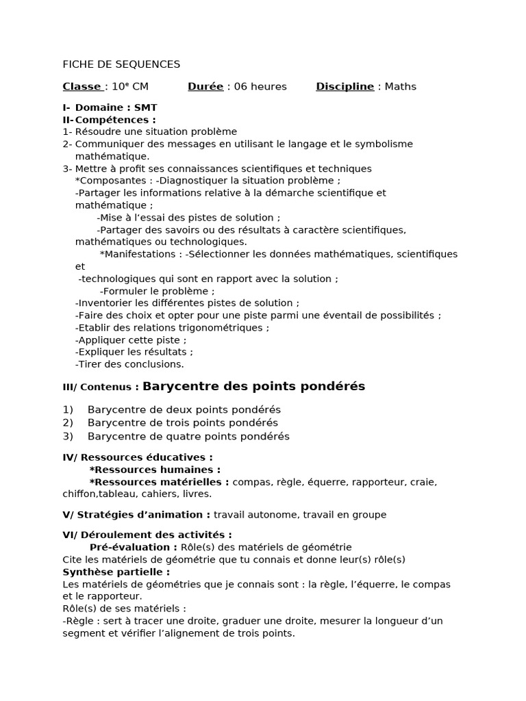 Barycentre : Méthodes et Coordonnées | PDF | Angle | Coordonnées ...
