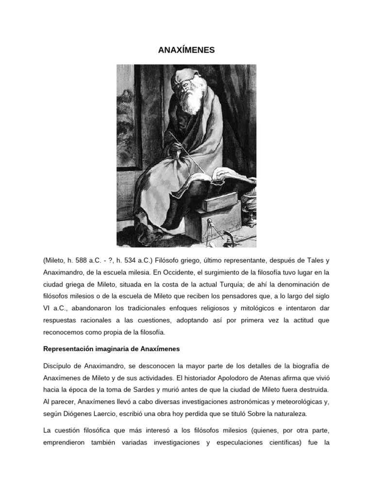 ANAXÍMENES | PDF | Filosofía griega antigua