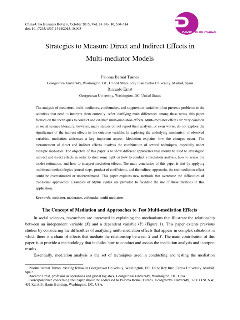 Strategies To Measure Direct and Indirec | PDF | Bootstrapping (Statistics) | Structural ...