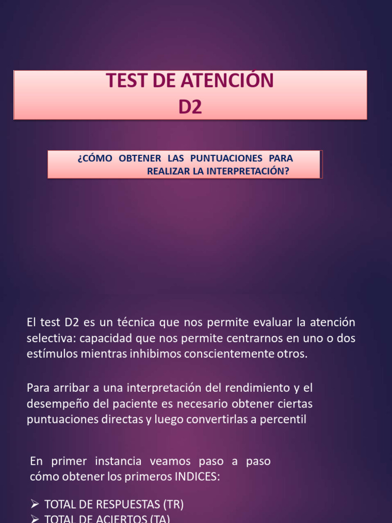 Interpretacion TEST D2 | PDF | Cognición | Ciencia cognitiva