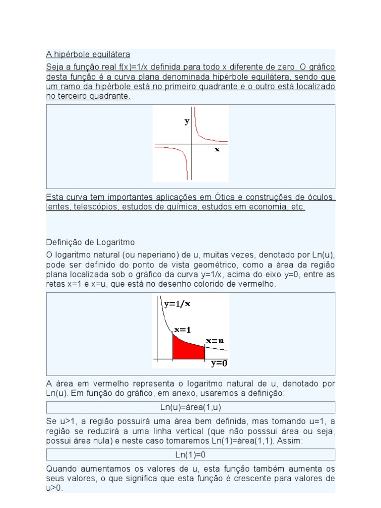Hipérbole Equilátera e Logaritmos | PDF | Logaritmo | Exponenciação