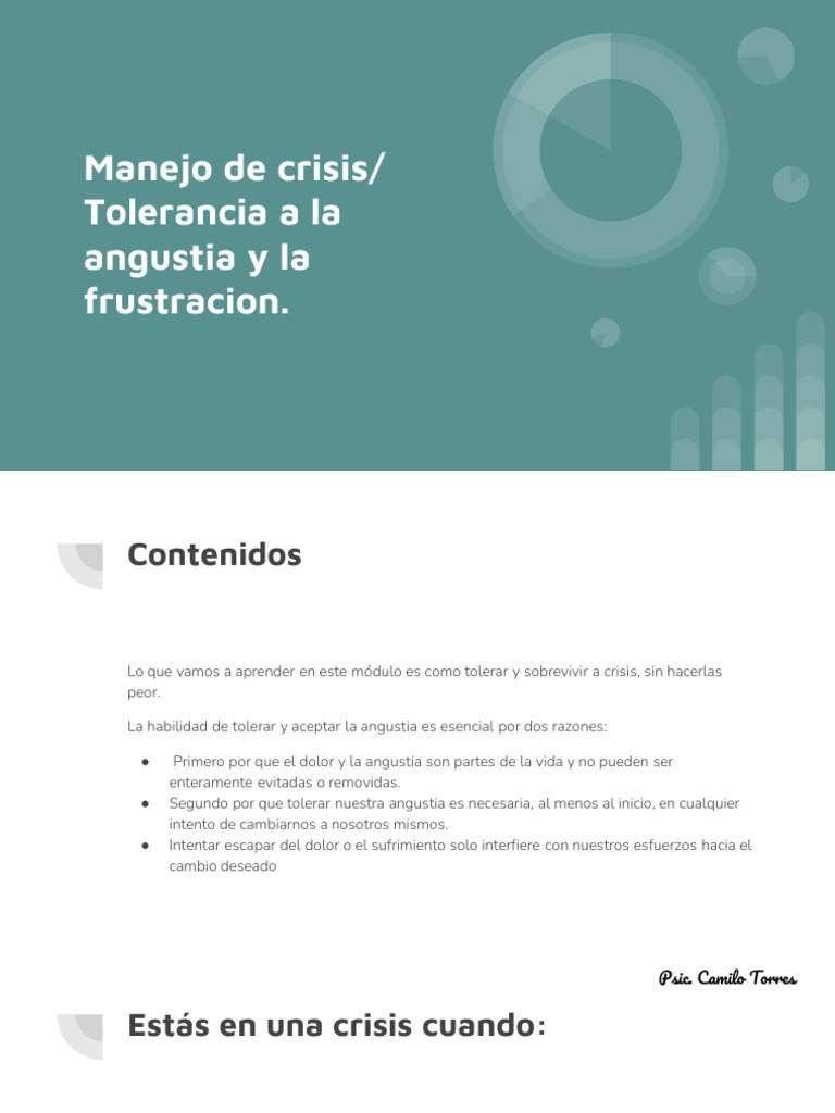 Manejo de Crisis - Tolerancia A La Frustracion | PDF | Las emociones | Sufrimiento