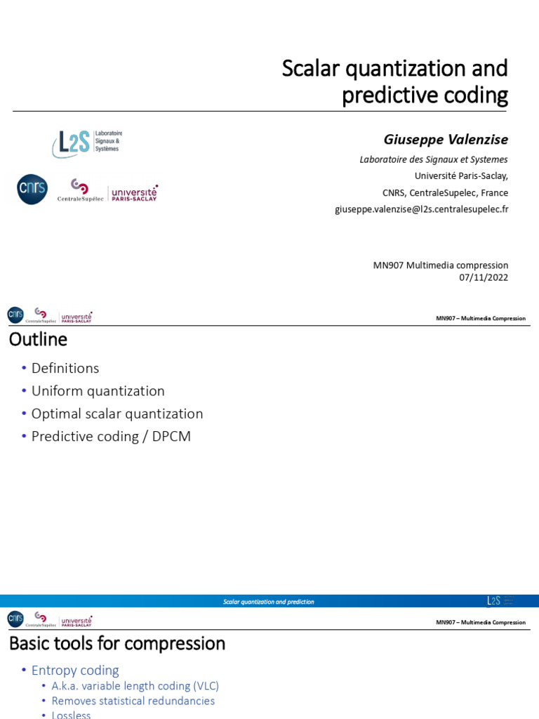 03.scalar Quantization and Prediction | PDF | Data Compression | Signal Processing