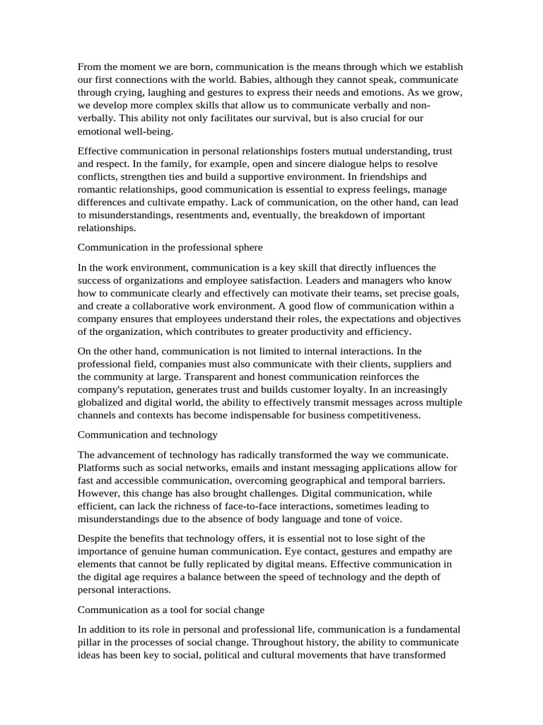 The Importance of Effective Communication | PDF | Communication | Human ...