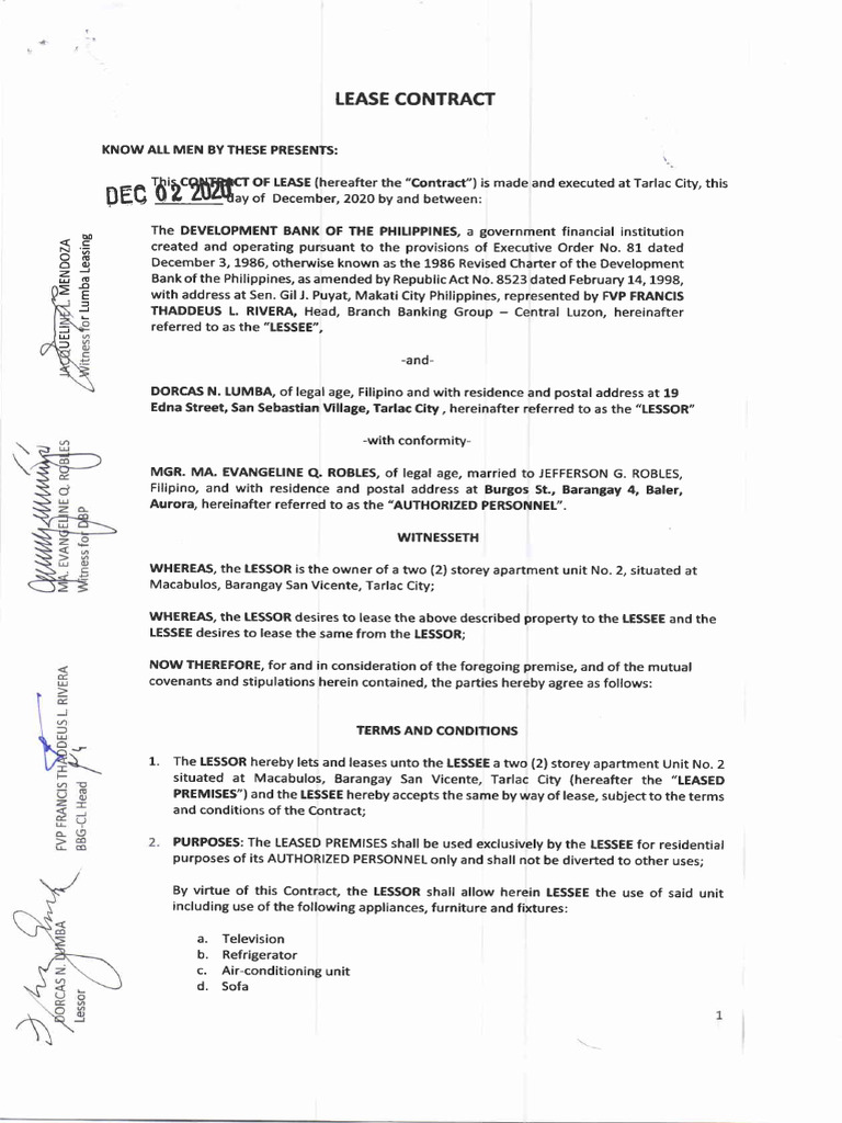 Notarized Lease Contract Quarters of Mgr. Robles | PDF
