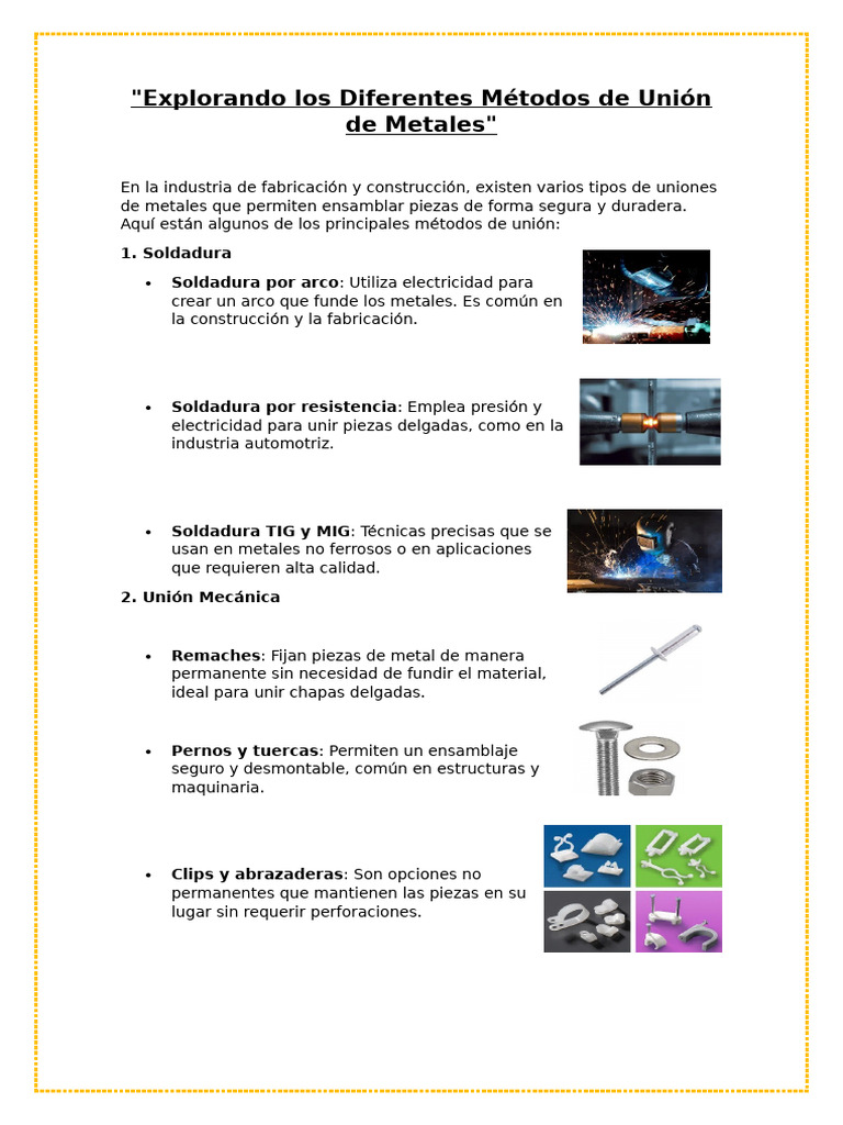 Métodos de Unión de Metales: Guía Completa | PDF