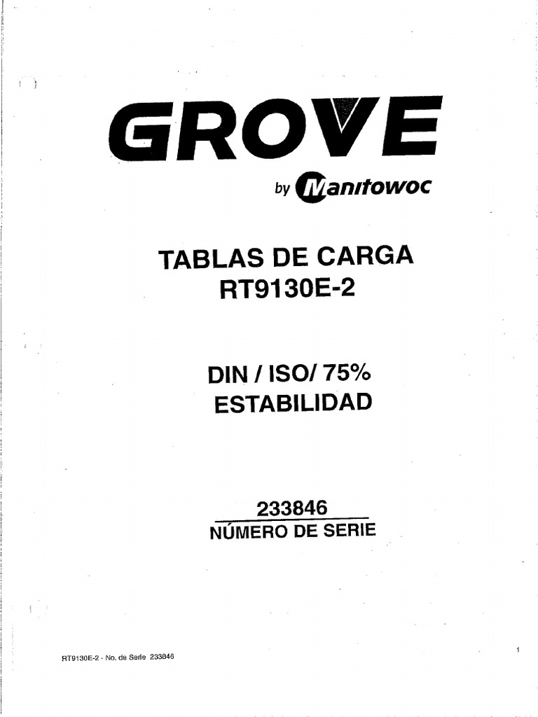 Tabla de Carga Grúa Grove Rt9130-E2 | PDF