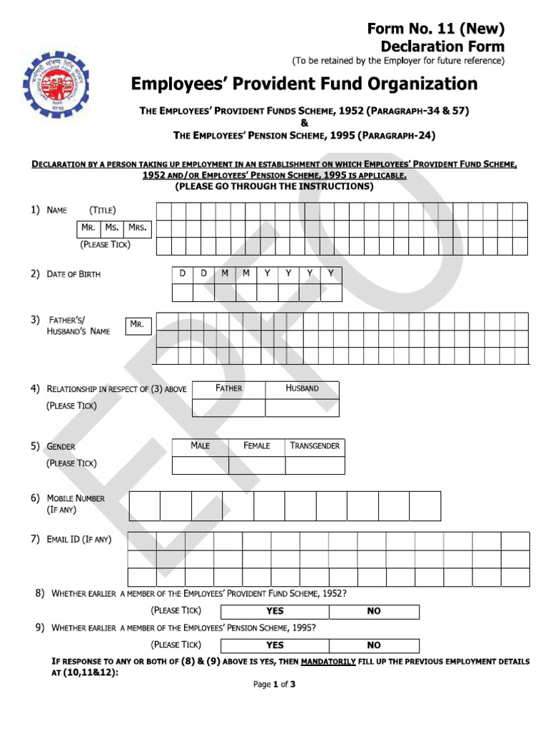 EPF - Form11 | PDF