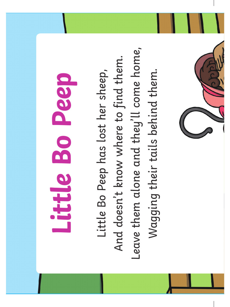 2xa4 Little Bo Peep Nursery Rhyme Poster | PDF