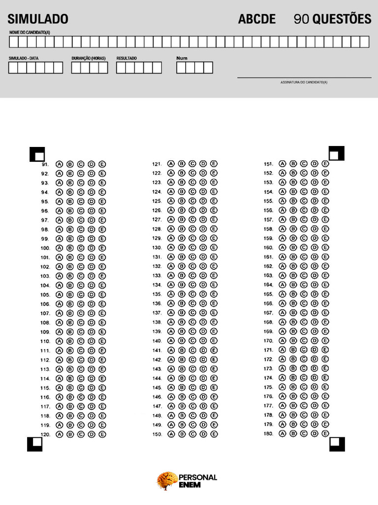 Folha de Gabarito - 2º Dia | PDF